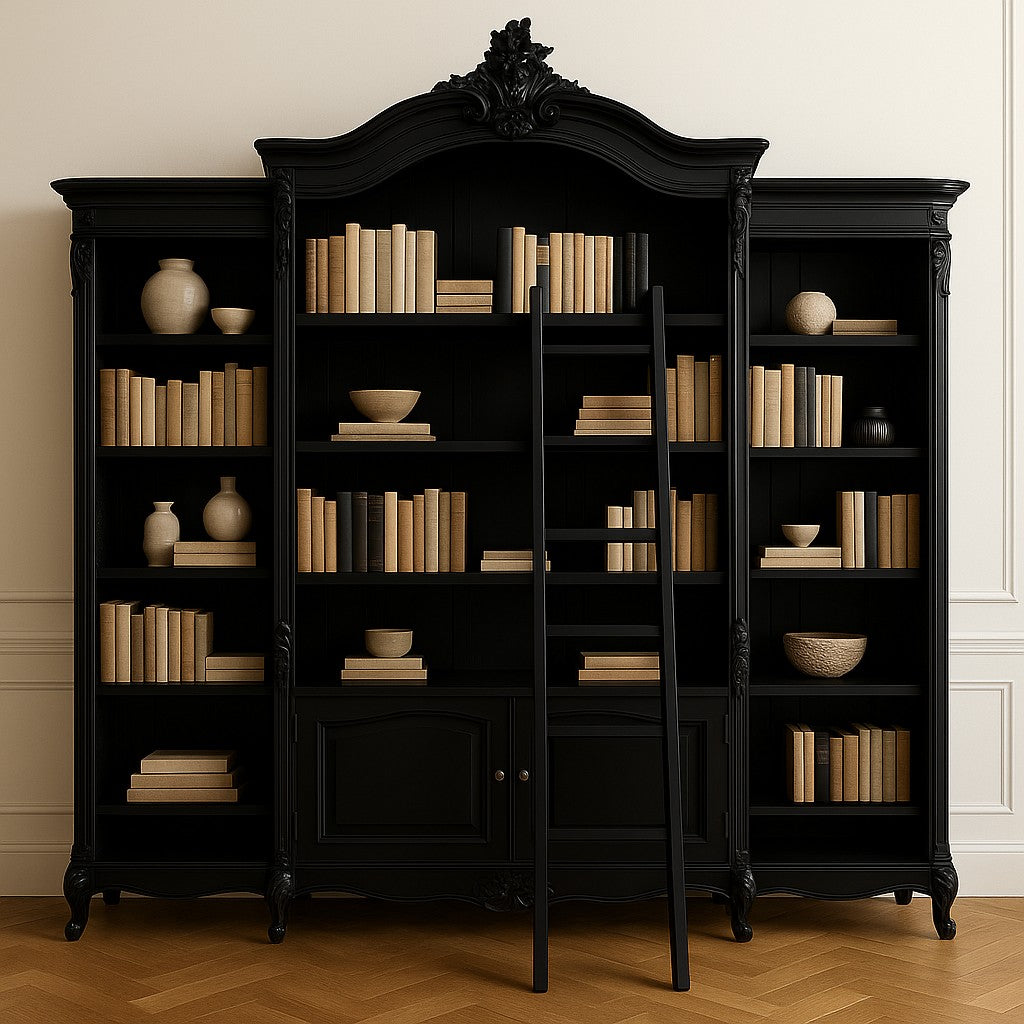Noir French Triple Bookcase - Maison Haven Furniture